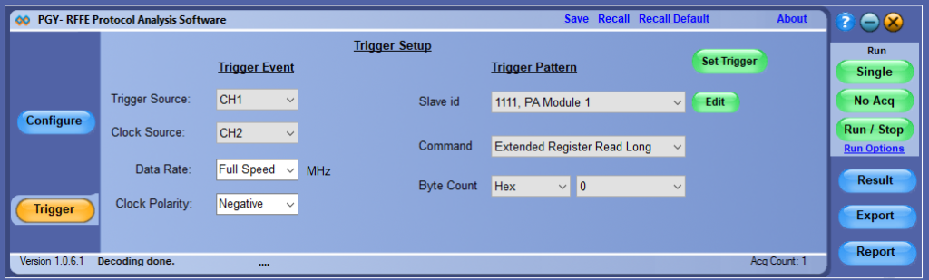 RFFE Protocol Trigger and Decode Analysis Software Datasheet.